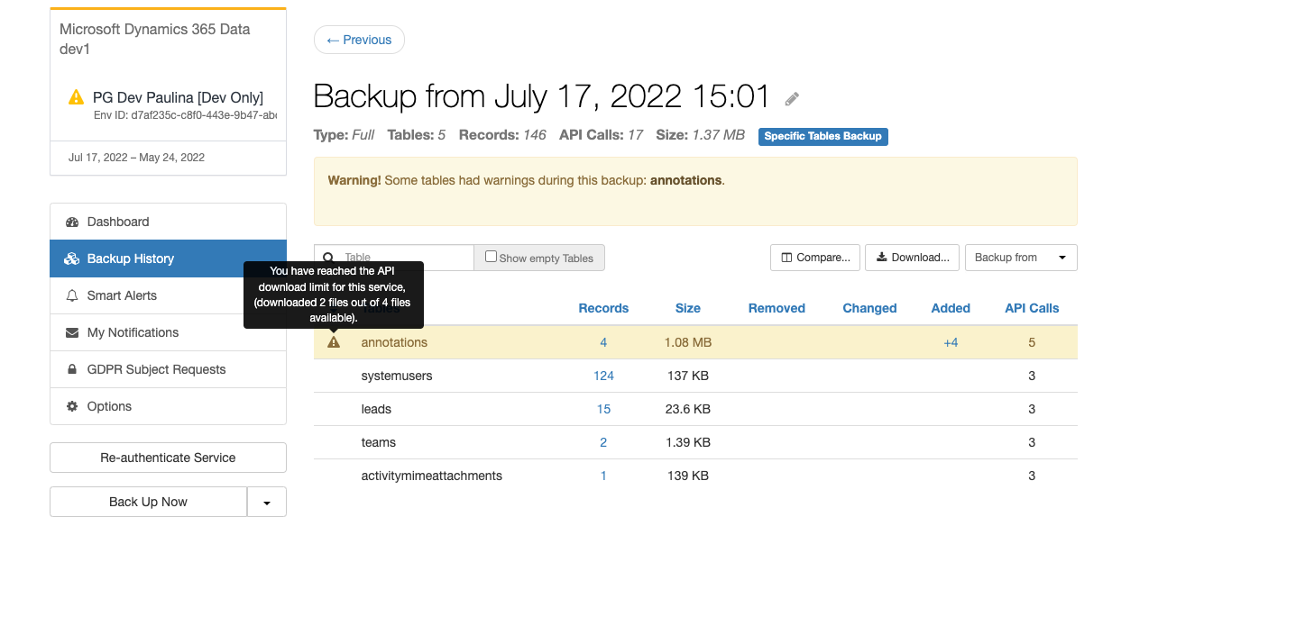 OwnBackup Recover for Dynamics 365 Managing API Limits | OwnBackup Knowledge Base | OwnBackup