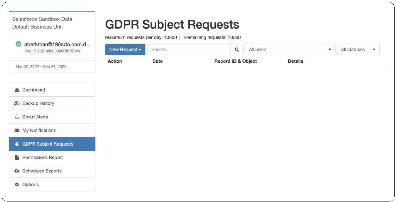 GDPR for Salesforce Subject Requests | OwnBackup Knowledge Base | OwnBackup