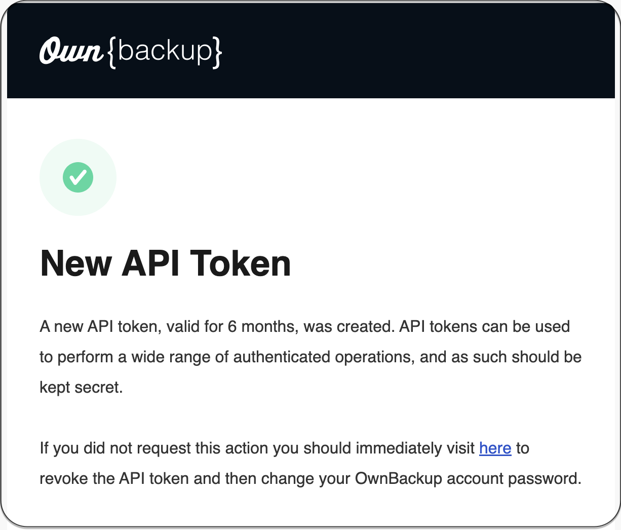Managing an API Token for your OwnBackup Account | OwnBackup Portal | OwnBackup
